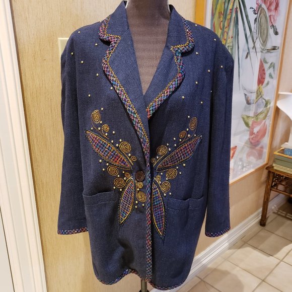 IB Diffusion | Jackets & Coats | Ib Diffusion Blue Blazer With ...